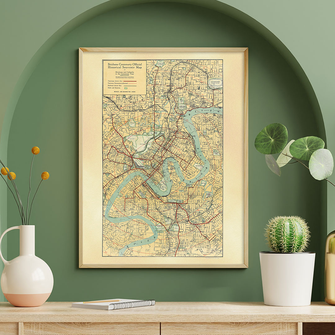 1923 Brisbane Centenary Souvenir Map (unframed) A3 – Boolarong Press